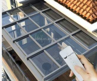 Kanopi Sliding Geser Buka Tutup | Otomatis | Kaca & SolarFlat